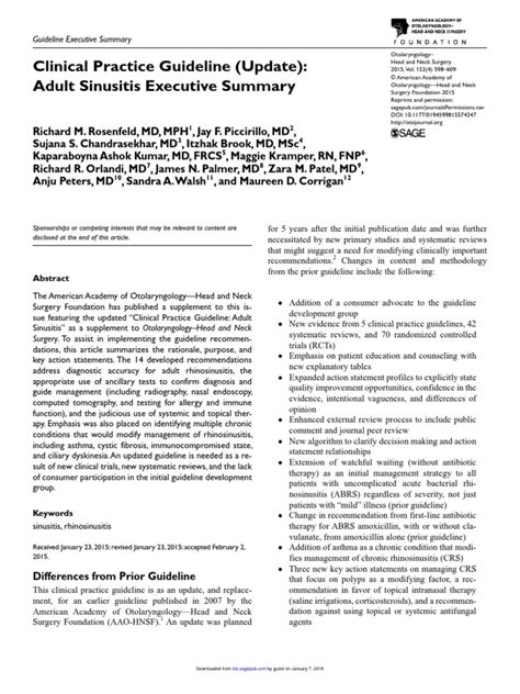 Clinical Practice Guideline Update Adult Sinusitis Executive
