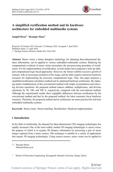 A Simplified Rectification Method And Its Hardware Architecture For Embedded Multimedia Systems