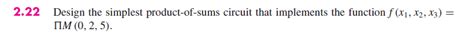 Solved Design The Simplest Product Of Sums Circuit That Implements
