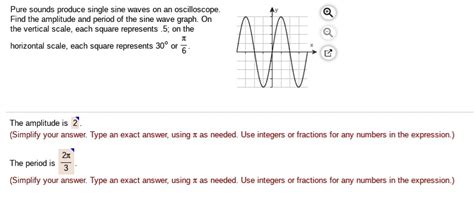 SOLVED Pure Sounds Produce Single Sine Waves On An Oscilloscope Find The Amplitude And Period