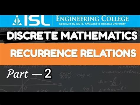 Recurrence Relations Discrete Mathematics Part Youtube