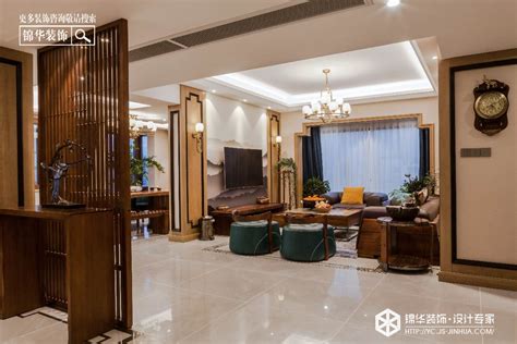 新中式风格 香苑西园 复式 300㎡装修实景效果图盐城装修效果图 盐城锦华装饰