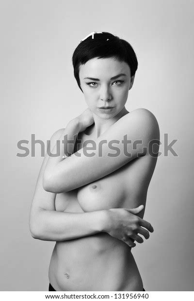 Naked Woman Posing Shredded Paper Down Stock Photo Shutterstock