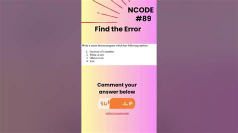 Ncode 89 Find The Output Comment Your Answer Below Coding