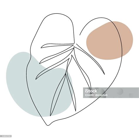 식물은 라인 아트를 남깁니다 윤곽선 그리기 미니멀리즘 예술 0명에 대한 스톡 벡터 아트 및 기타 이미지 0명 벡터 보보스
