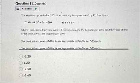 Solved The Consumer Price Index CPI Of An Economy Is Chegg