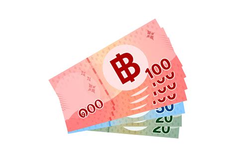 490 바트 타이어 지폐 돈 태국 통화 4백 구십 Thb 개념 비즈니스 및 금융 아이콘에 대한 은행 지폐 돈 태국 바트 흰색