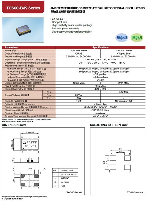 5032 封装 温补振荡器 TCXO 深圳市信源电子有限公司