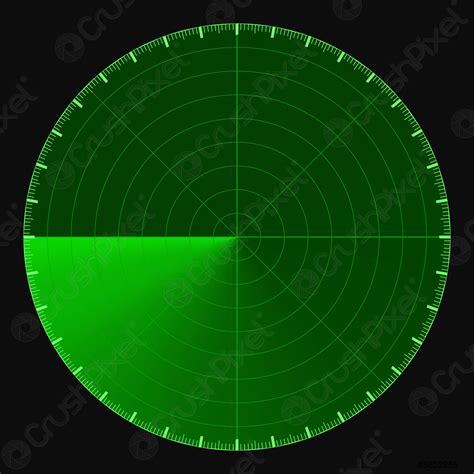 Green Radar Screen Circular 360 Degree Scale Vector Template Active