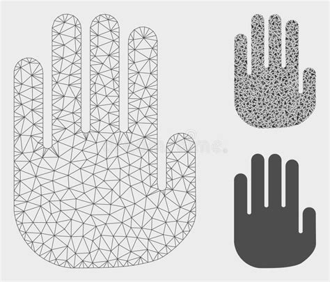 Stop Hand Vector Mesh Carcass Model And Triangle Mosaic Icon Stock Vector Illustration Of