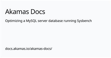 optimizing a mysql server database running sysbench akamas docs