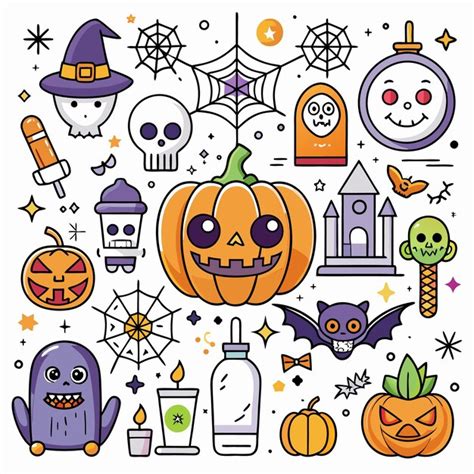 Cute Halloween Icon Set Premium Ai Generated Vector