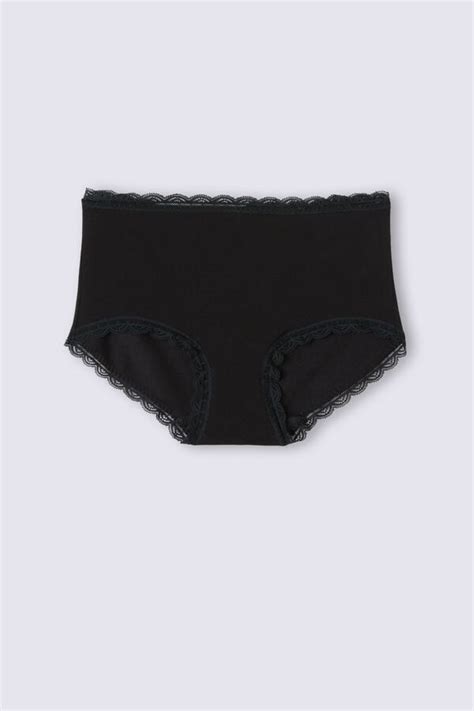High Waisted Cotton And Lace French Knickers Intimissimi