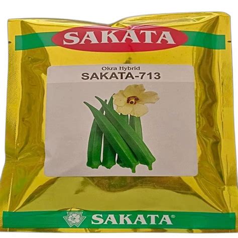 Green Sakata 713 Okra Hybrid Lady Finger Seeds Packaging Type Packet