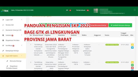 Panduan Penyusunan SKP GTK Jabar Tahun 2022 Plus Template YouTube