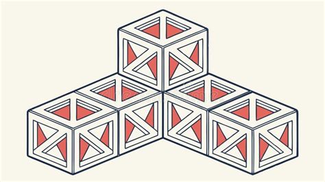 Interlocking Geometric Blocks Abstract Building Structure Vector