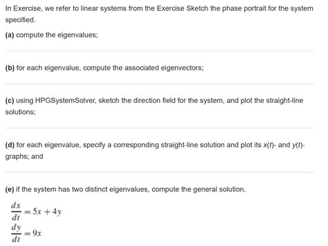 Solved In Exercise We Refer To Linear Systems From The Chegg