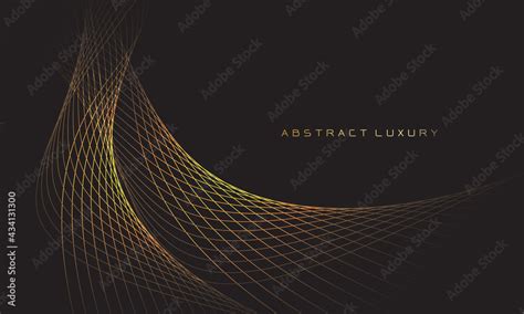 Abstract Gold Line Curve Wave On Black With Blank Space Luxury Design