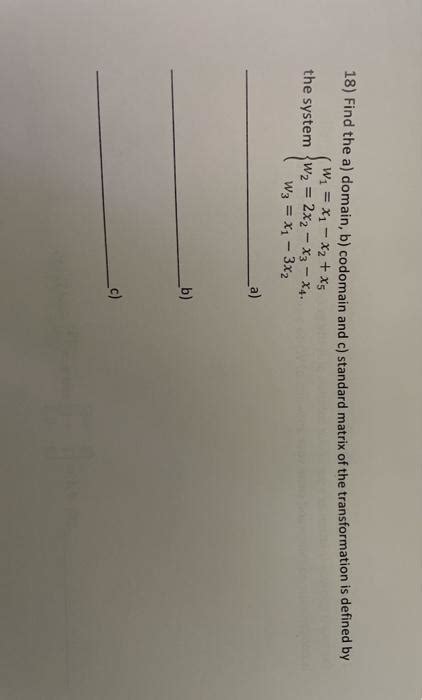 solved 18 find the a domain b codomain and c standard