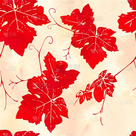 葡萄叶无缝花纹