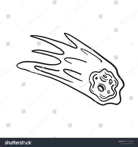 Asteroid Doodle Style Vector Illustration Meteorite Stock Vector