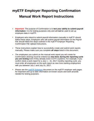 Work Report 29 Examples Format Docs Word Pages Pdf