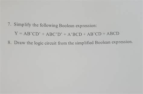 9 simplify the following boolean expression