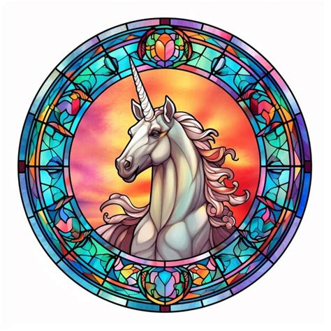 Premium Ai Image A Close Up Of A Unicorn In A Stained Glass Window
