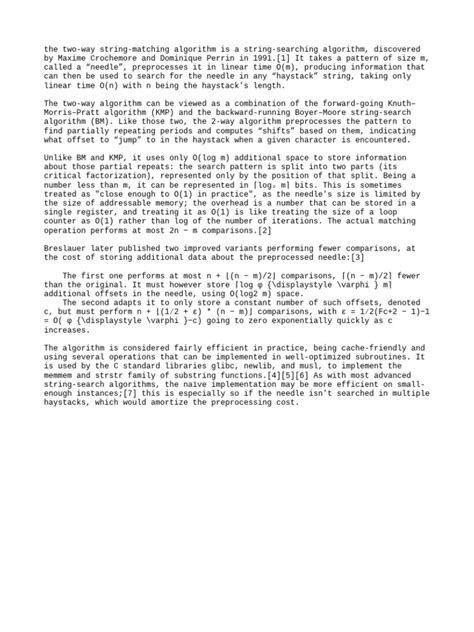 Two Way String Algorithm Pdf Computer Programming Algorithms And Data Structures