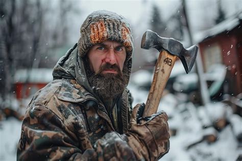 Premium Photo The Man And The Axe
