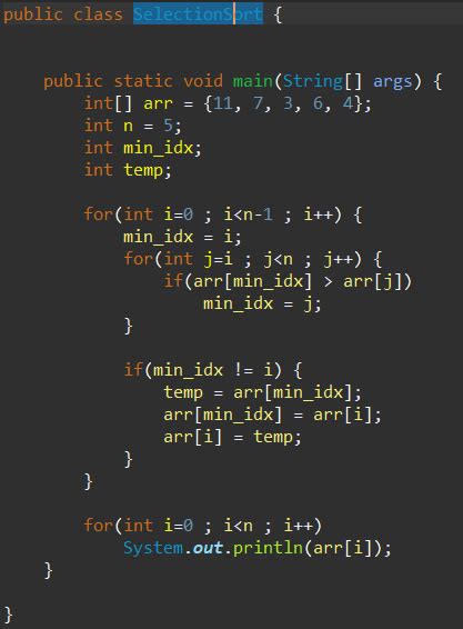 선택정렬selection Sort 알고리즘
