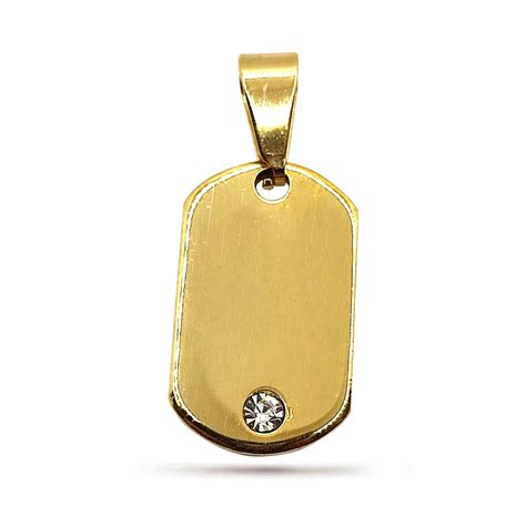 Dije Acero Inoxidable Dorada Mini Placa Sencilla Zirconia Estiloss