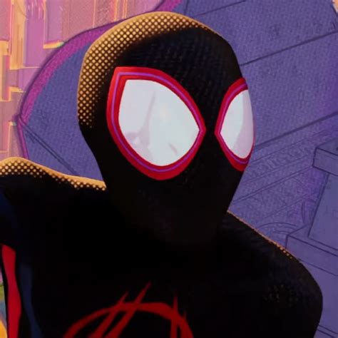 The Spider Man Is Standing In Front Of A Purple Background With Red