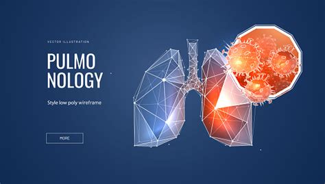 폐 질환 낮은 폴리 와이어 프레임 스타일 폐와 폐 질환의 개념 파란색 배경에 고립 된 다각형 추상 적 Creativ 벡터 그림입니다 폐에 대한 스톡 벡터 아트 및 기타