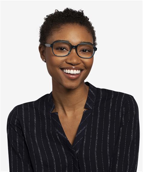 Patina Rectangle Clear Blue Glasses For Women Eyebuydirect