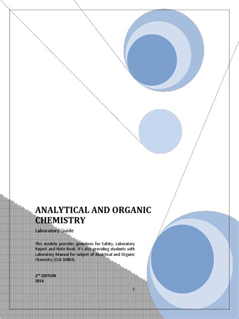Lab Manual 2016 Analytical And Organic Chemistry Pdf High