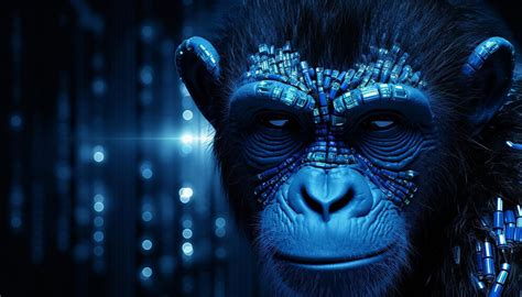 Premium Ai Image Techno Monkey Coding Chain