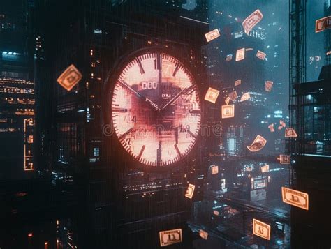 A Massive Clock With The Numbers Flipping To Reveal Falling Currency