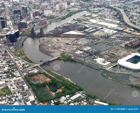 Aerial View Of Newark New Jersey And The Passaic River Editorial Image