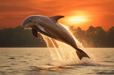 Premium Ai Image An Irrawaddy Dolphin Leaps From The Warm Waters Of