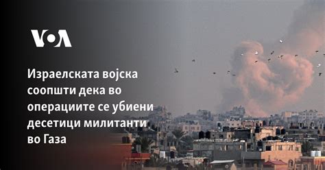 Израелската војска соопшти дека во операциите се убиени десетици милитанти во Газа