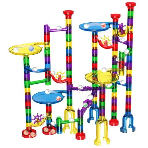 Marble Run Set, Glonova 127 Pcs Marble Race Track for Kids with Glass ...