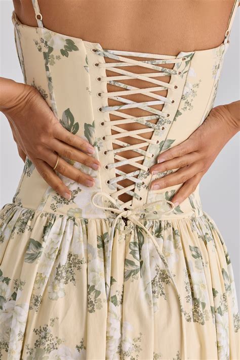 House Of Cb Rona Dress Lemon Floral Print Maxi