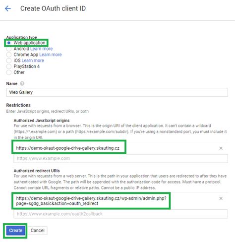 Creating a Google app Nápověda