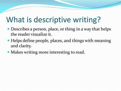 Write Esse Descriptive Writing Meaning