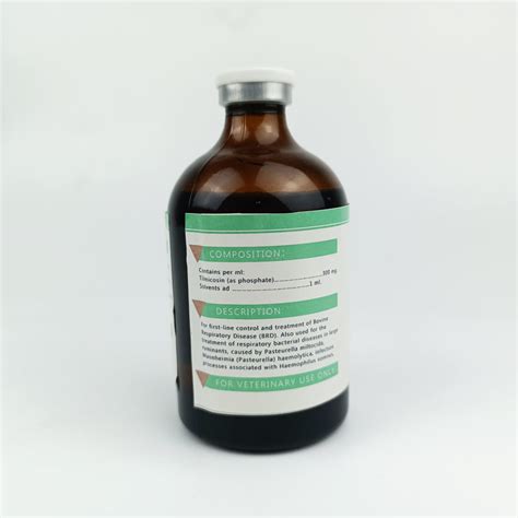 Veterinary Injectable Drugs Antibiotic Tilmicosin Injection 100ml For Cattle Sheep