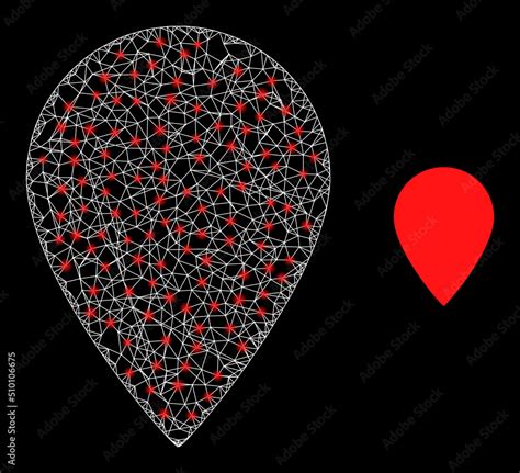 Crossing Mesh Map Pointer Frame Icon With Lightspots Illuminated Vector Model Is Created From