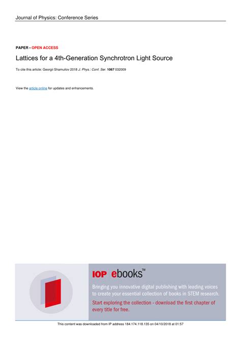 Pdf Lattices For A 4th Generation Synchrotron Light Source