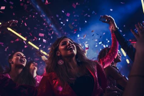 Premium Photo A Cheerful Group Of Friends Enjoy New Year Party At
