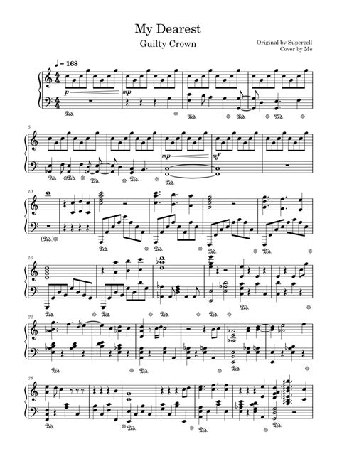 My Dearest Supercell Guilty Crown Sheet Music For Piano Solo